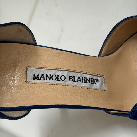 Manolo Blahnik | Shoes | Manolo Blahnik Blue Stiletto Heels With Bow 4 ...